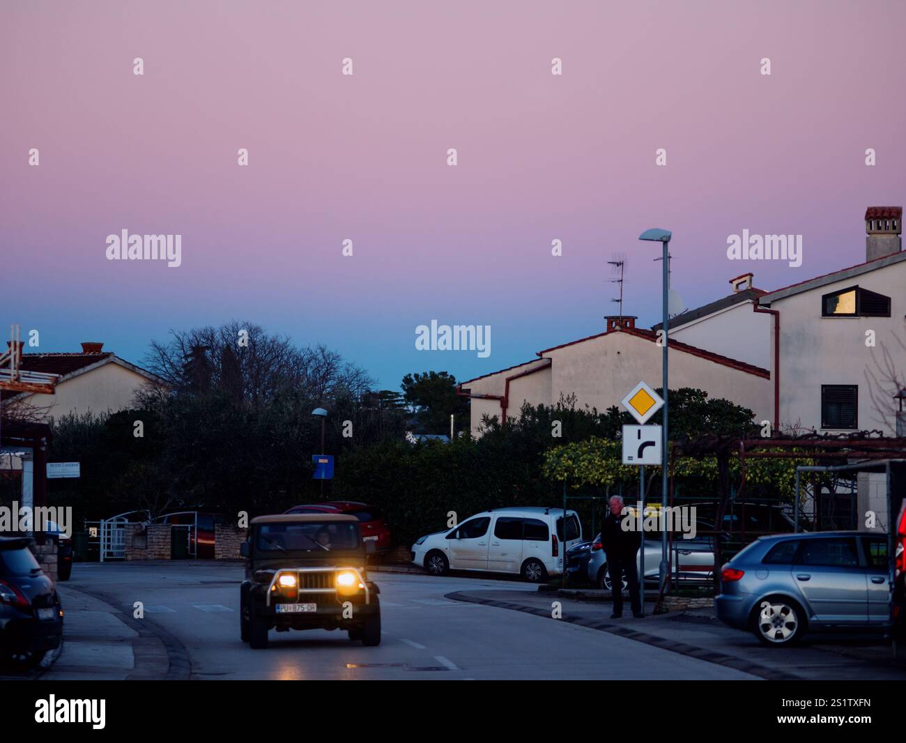 Beautiful color transitions in the sky at dusk after sunset. Natural ...