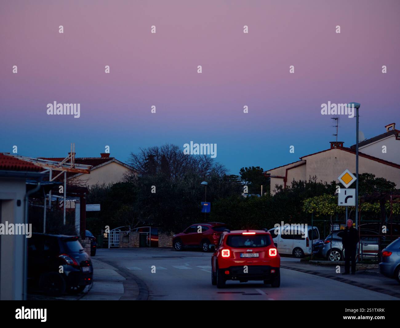 Beautiful color transitions in the sky at dusk after sunset. Natural ...