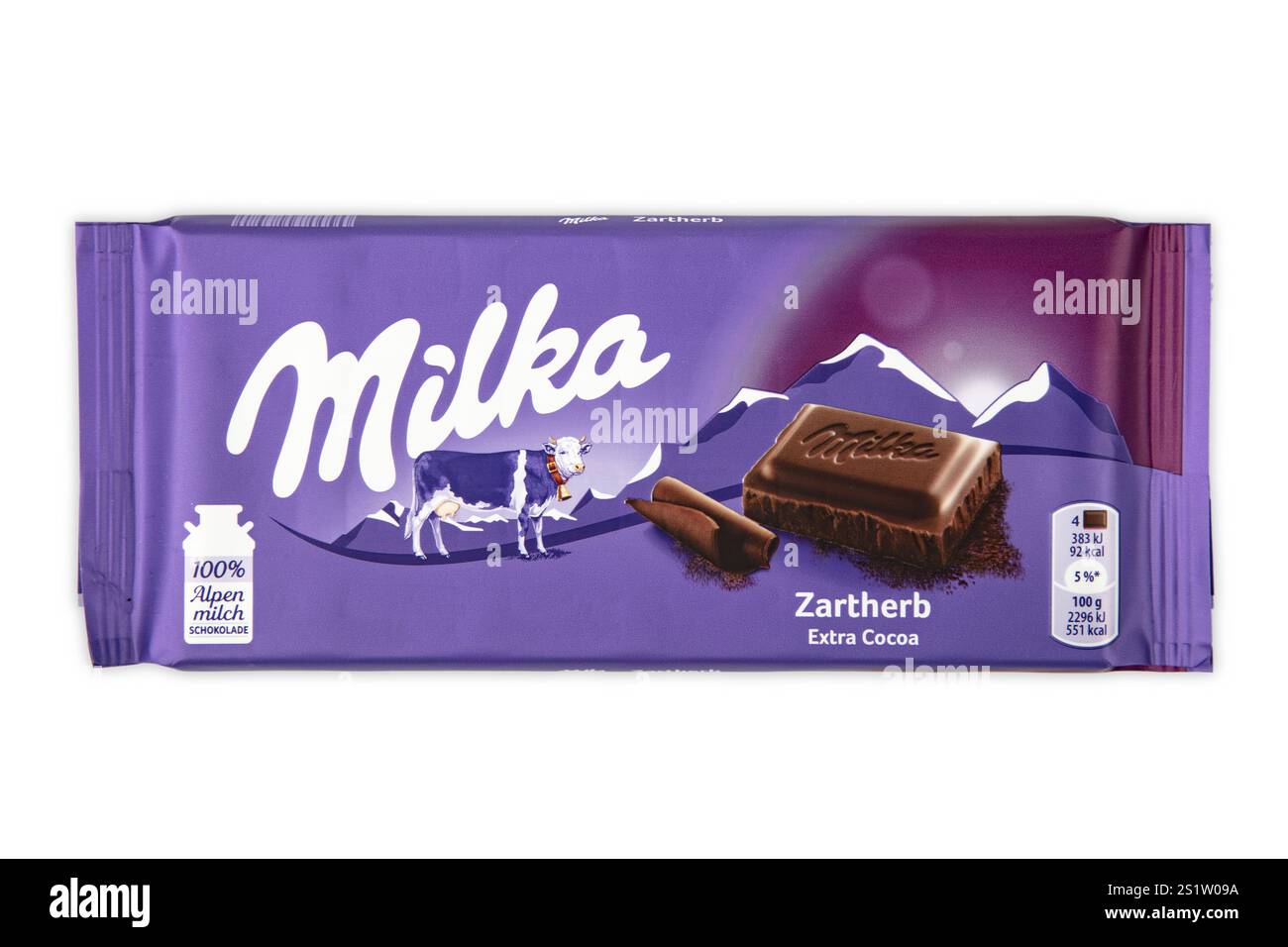 WETZLAR, Germany - 2022-04-11: Milka chocolate bar on white background ...