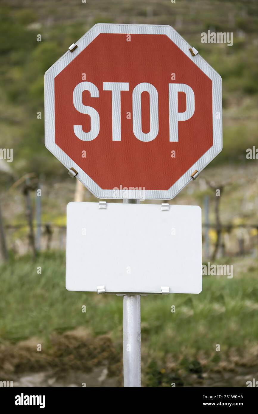 A stop sign with an empty sign for text free space. Austria Stock Photo ...