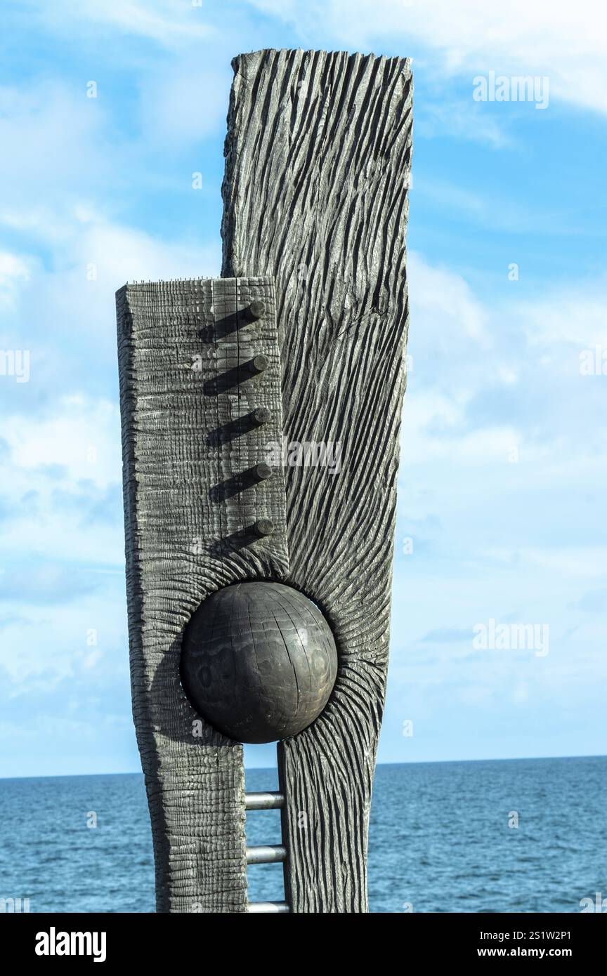 Art with natural materials at the pier in Zingst on the Baltic Sea. Art ...