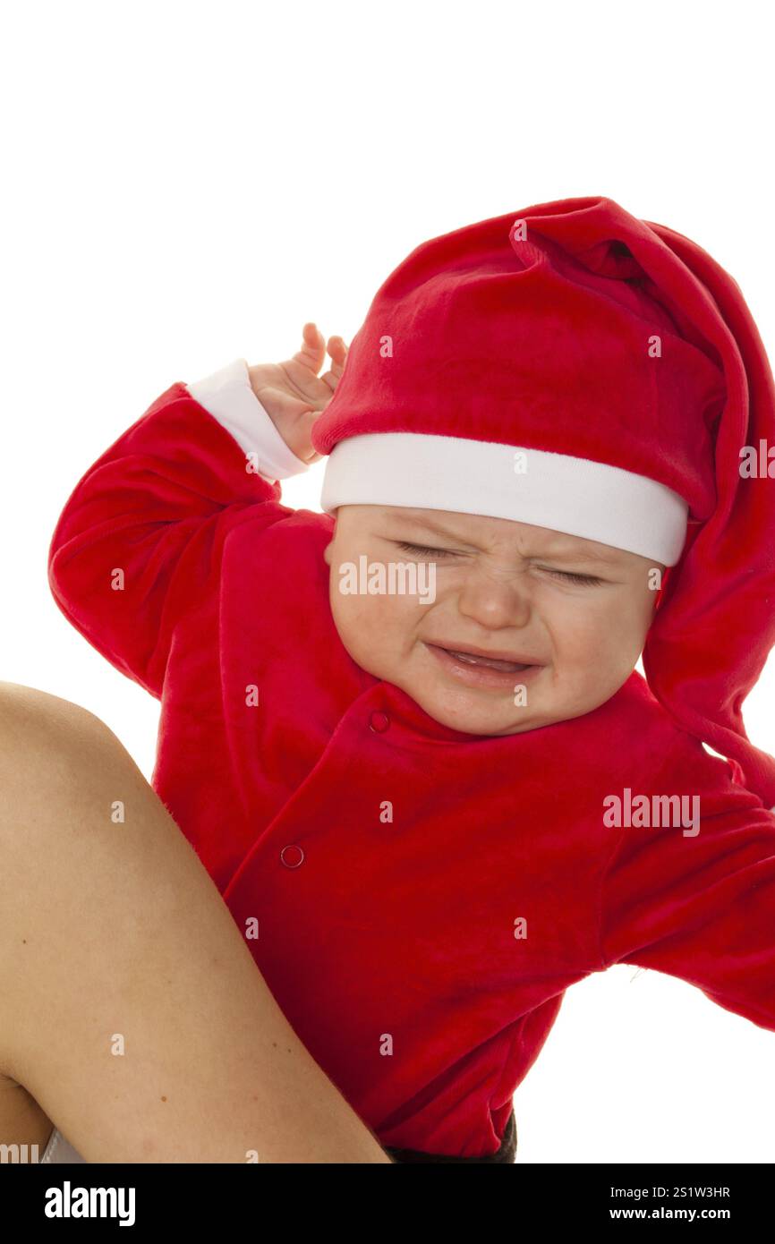 Little baby dressed up as Father Christmas. Toddler dressed as Santa ...