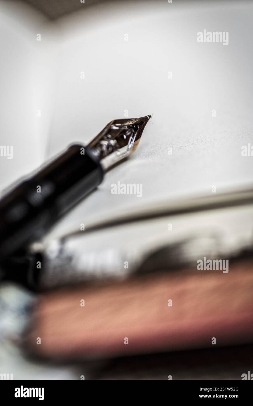 Still life with old pen and notebook in vintage style. Memories from ...