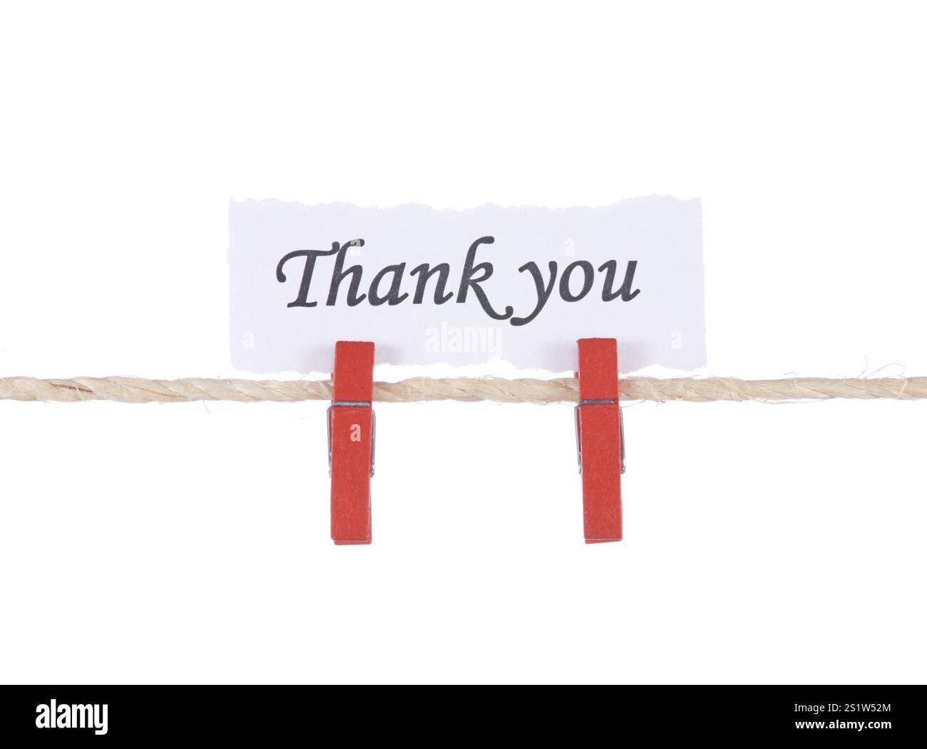 Thank you note attached to a string with red clothespins Stock Photo ...