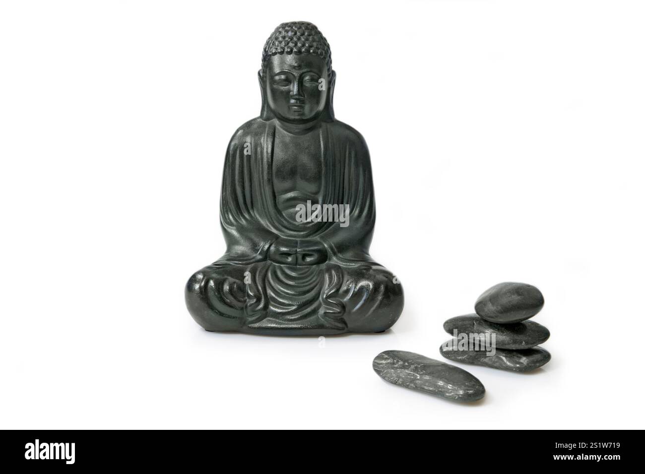 Sitting Buddha figure on a white background Stock Photo - Alamy