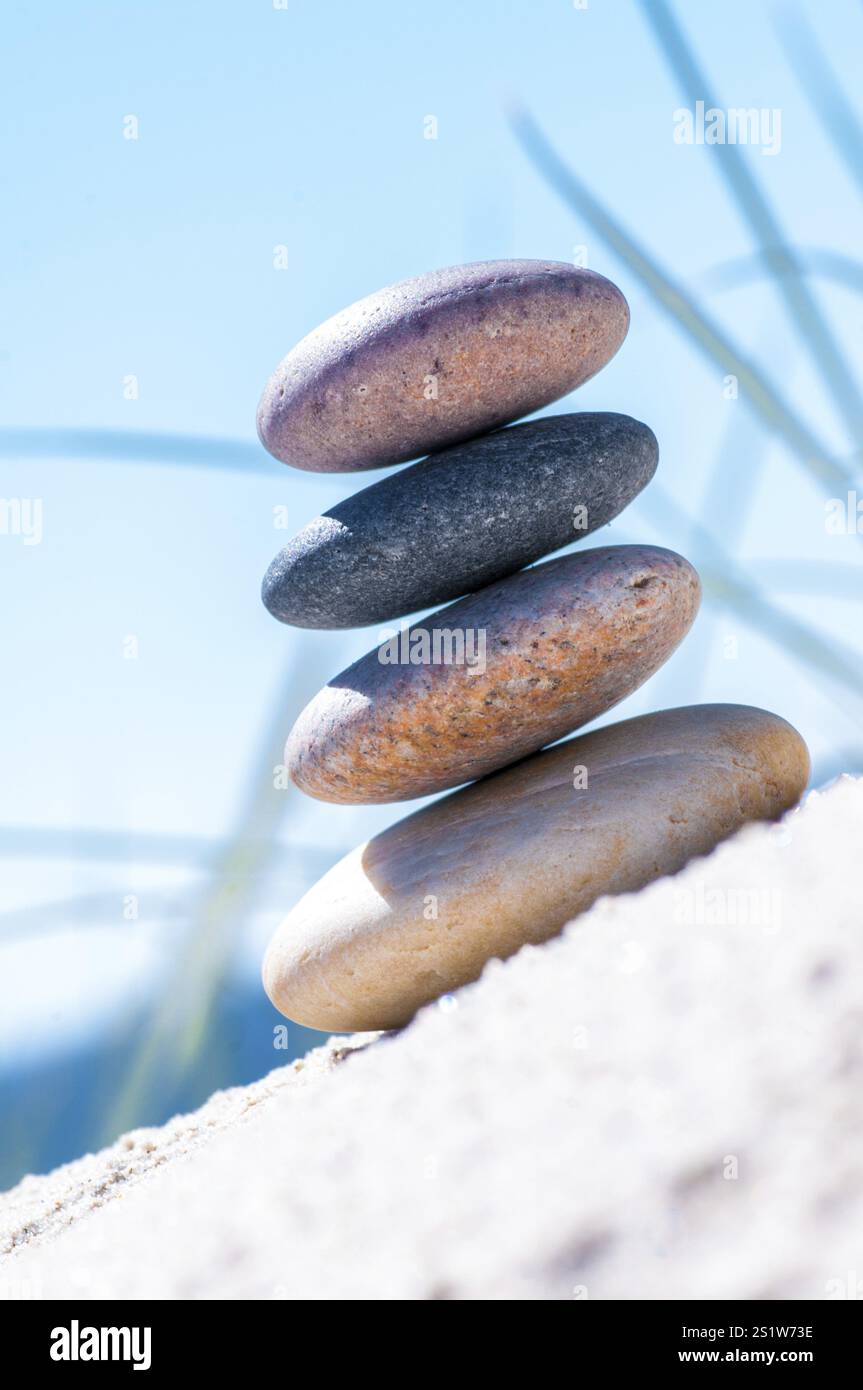 Round pebbles on the beach in Denmark is a symbol for balance. Stones ...