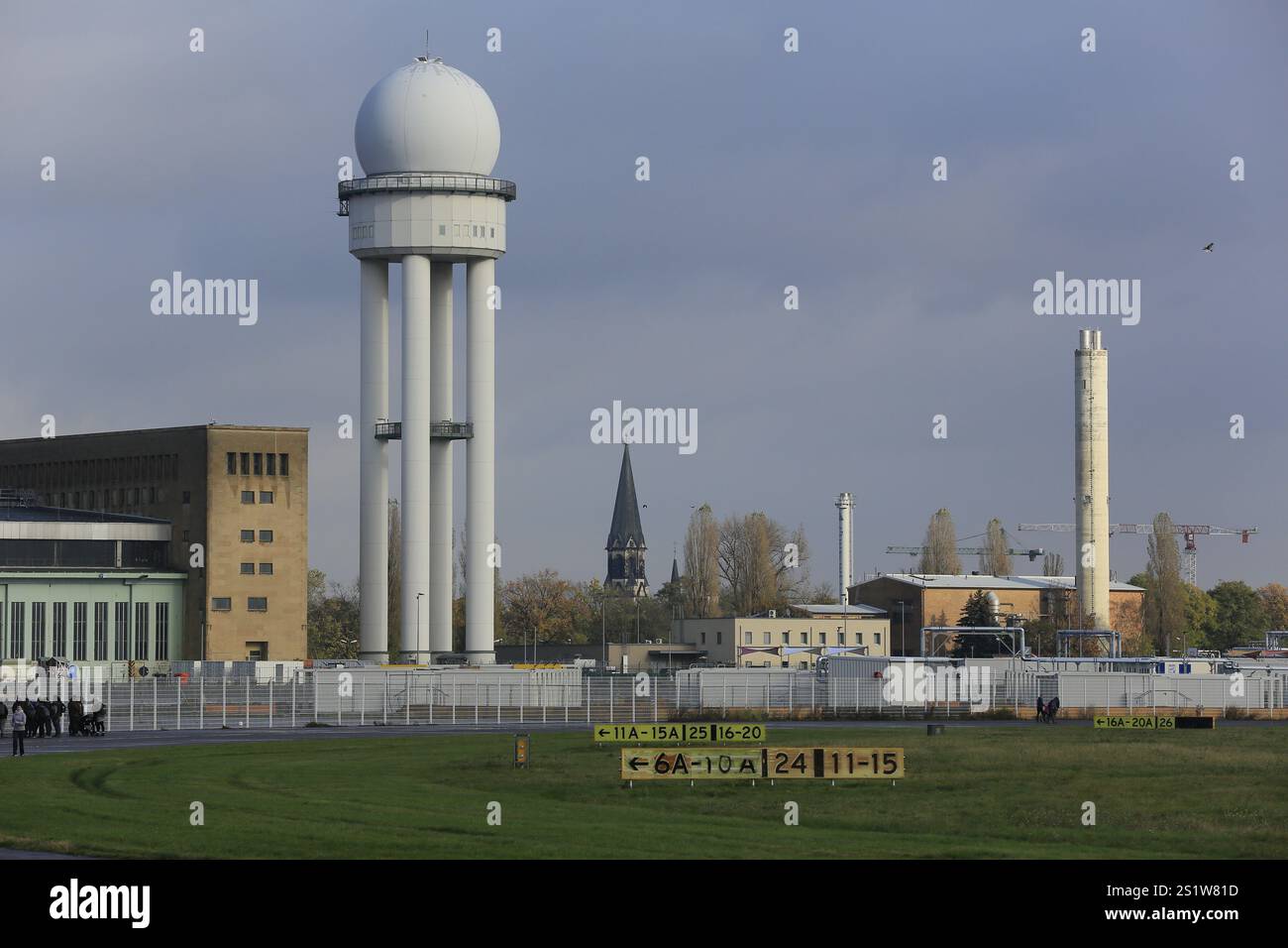 Apron and radar tower Neoclassical former Berlin Tempelhof Airport ...