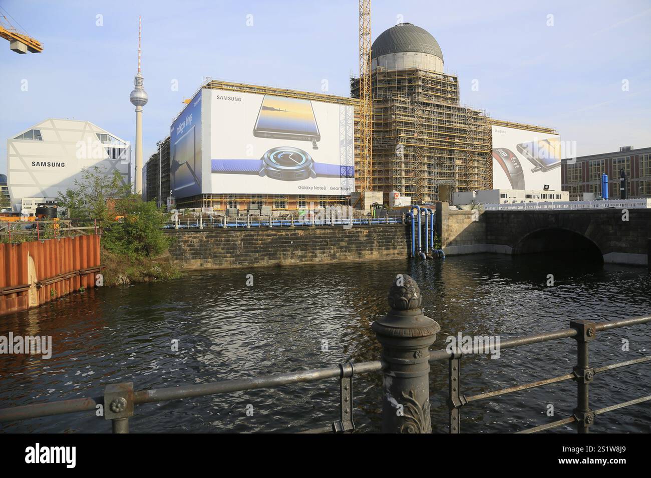 Spree Canal and west facade of Berlin Palace, Humboltforum under ...