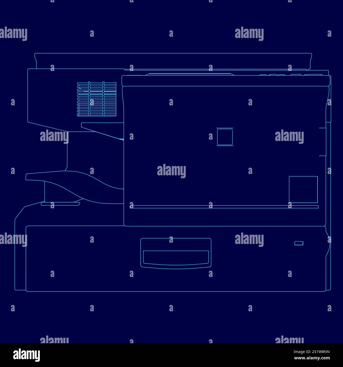 Blue drawing of a printer. Vector illustration Stock Vector Image & Art ...