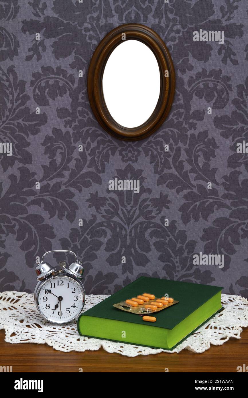 Retro ambience on floral wallpaper Stock Photo - Alamy