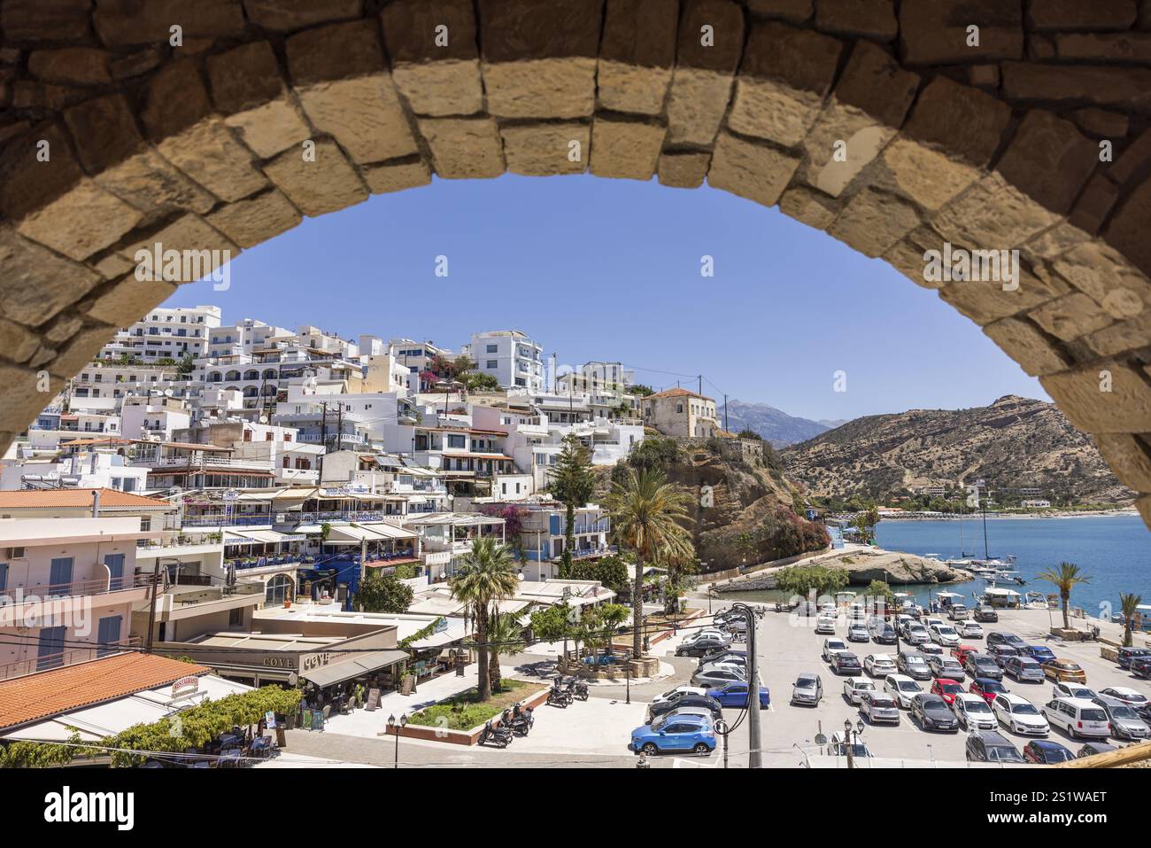 Harbour of Agia Galini, South Coast, Crete, Greek Islands, Greece ...