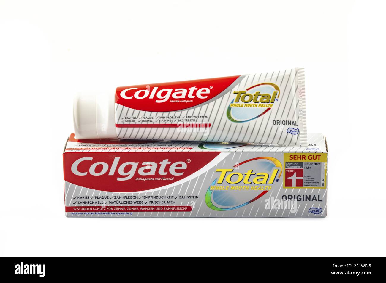 WETZLAR, Germany 2022-07-14: Colgate Toothpaste in a box. Colgate is a ...