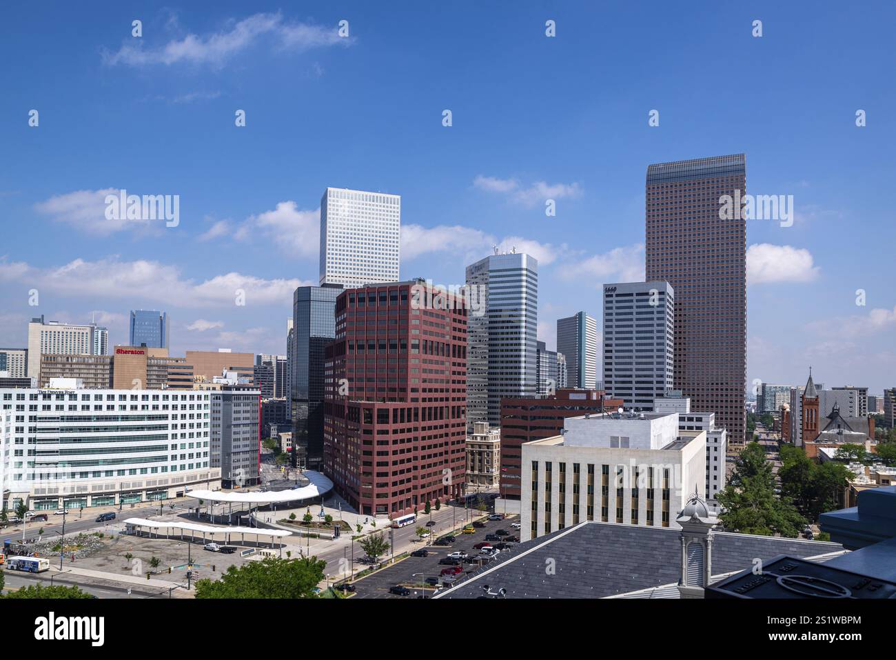 The skyline of the capital Denver in the state of Colorado in the USA ...