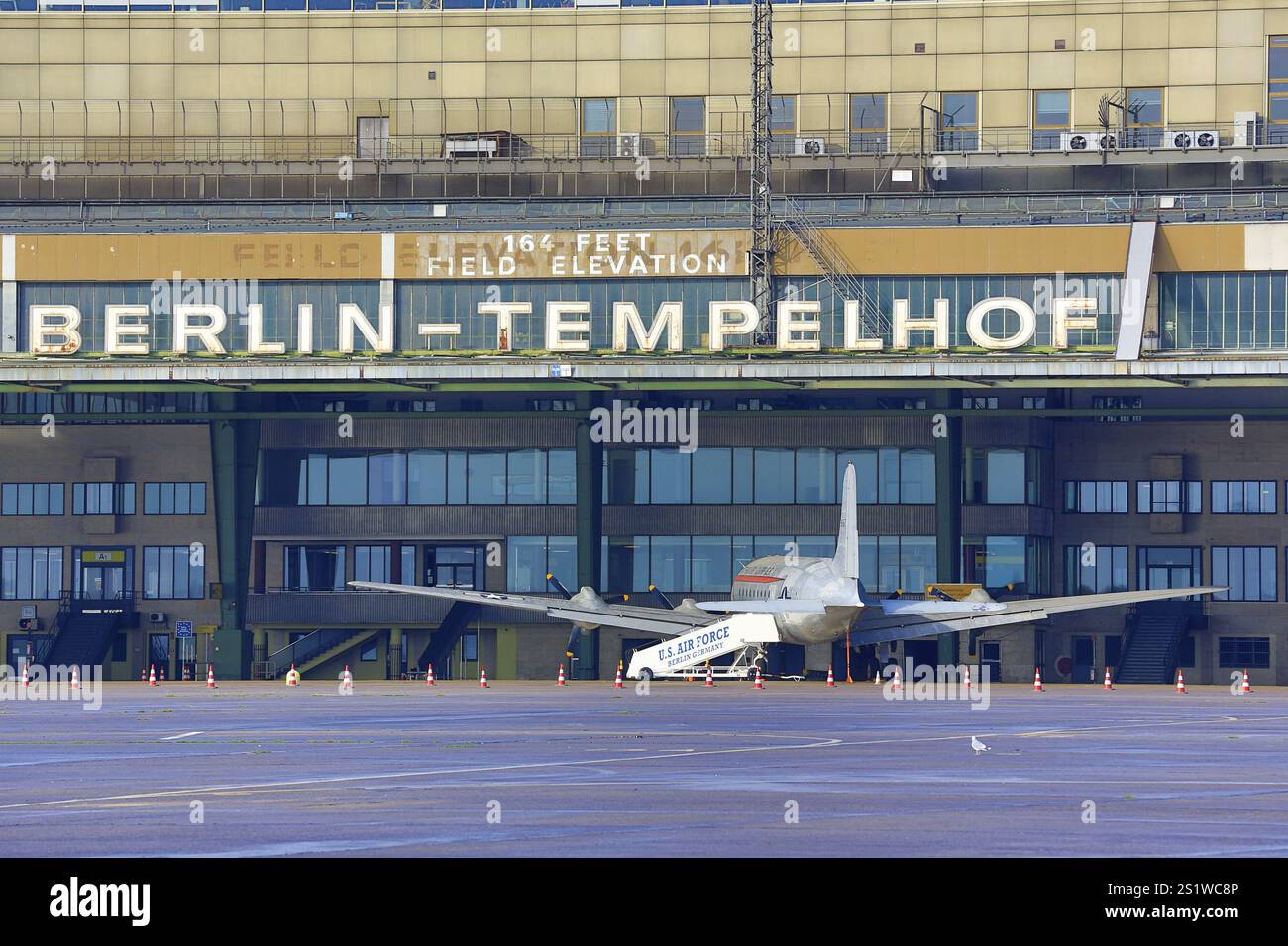 Apron with American transport aircraft Douglas C-54 Skymaster Troop ...