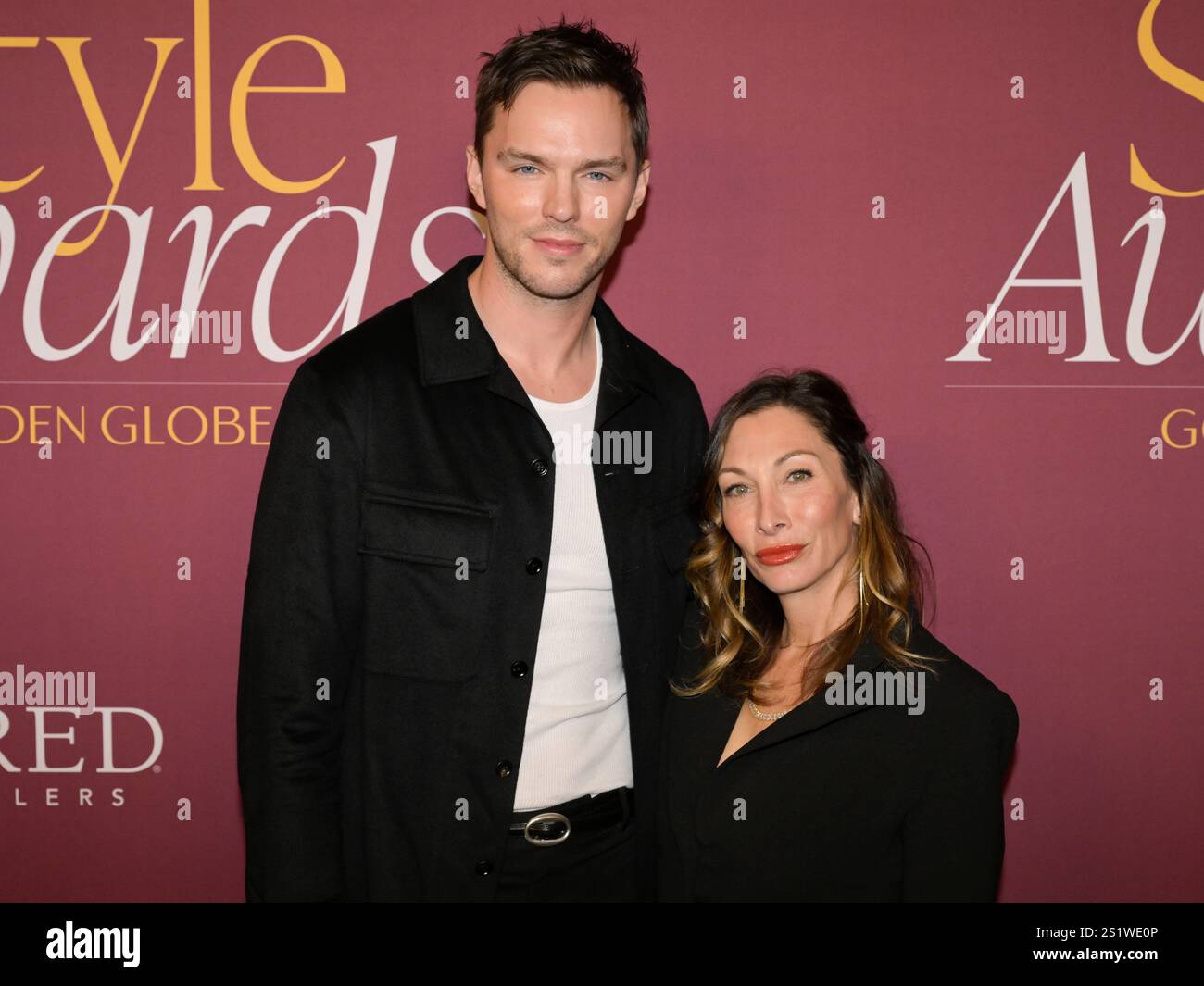 03 January 2025 - Beverly Hills, California - Nicholas Hoult and Jamie Taylor. 2025 WWD Style ...