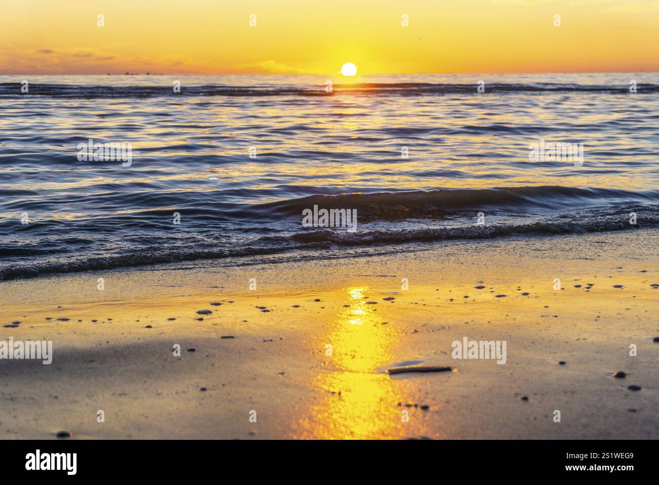 Beautiful sunset at the seaside at a beach in the Netherlands Stock ...