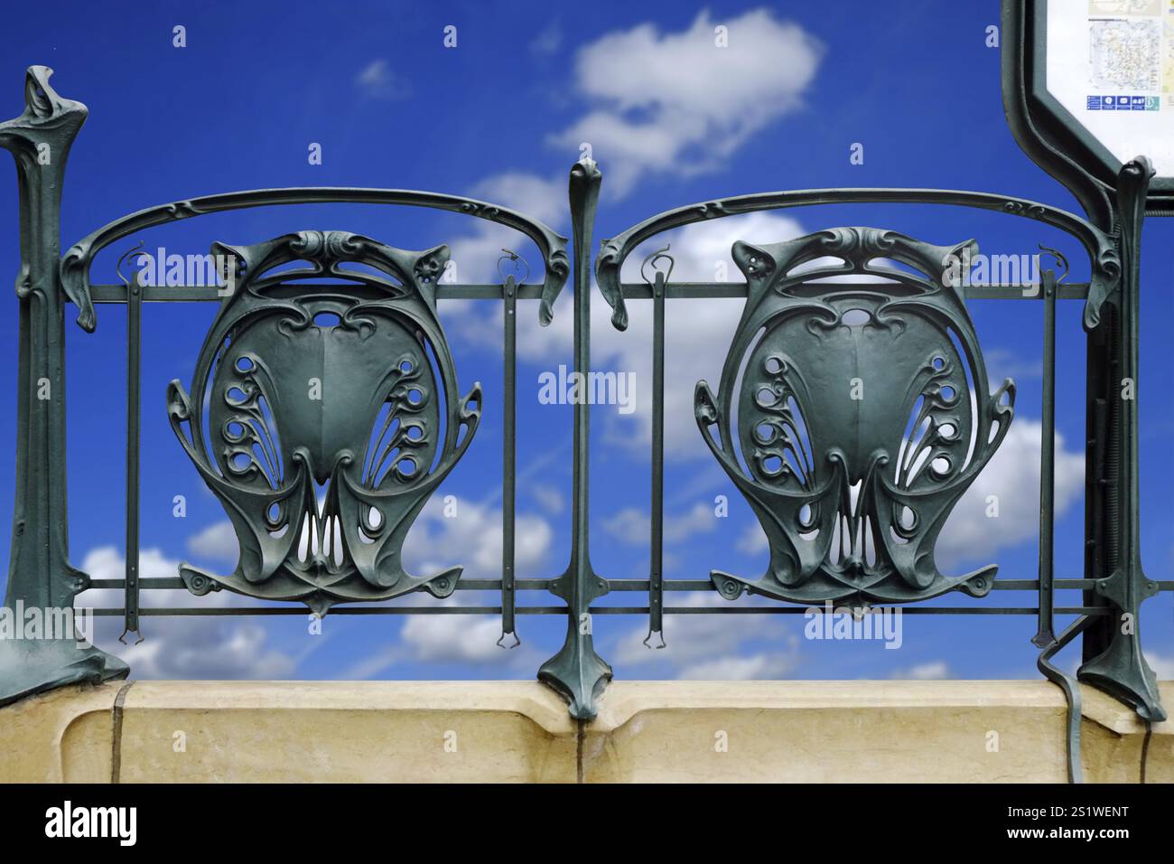 Railing of a Paris metro station with typical floral Art Nouveau ...