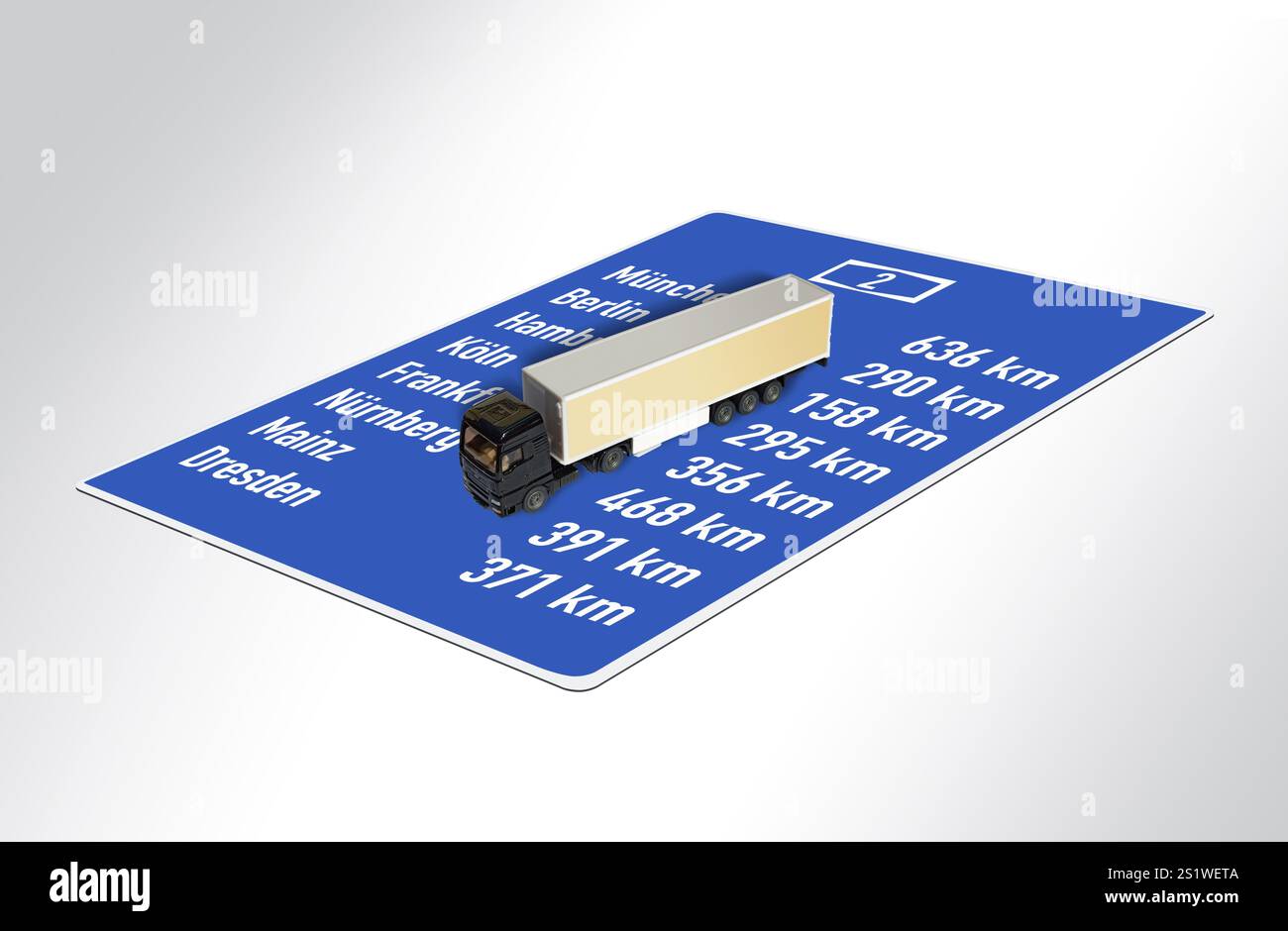 LkW Long Vehicle on a motorway sign A2 Stock Photo - Alamy