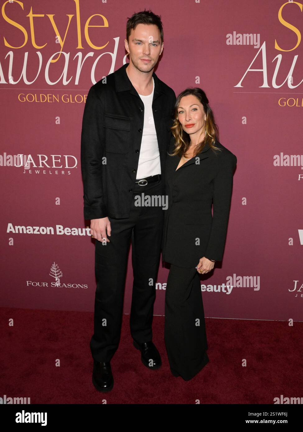 January 3, 2025, Beverly Hills, California, USA: Nicholas Hoult and Jamie Taylor attend the 2025 ...