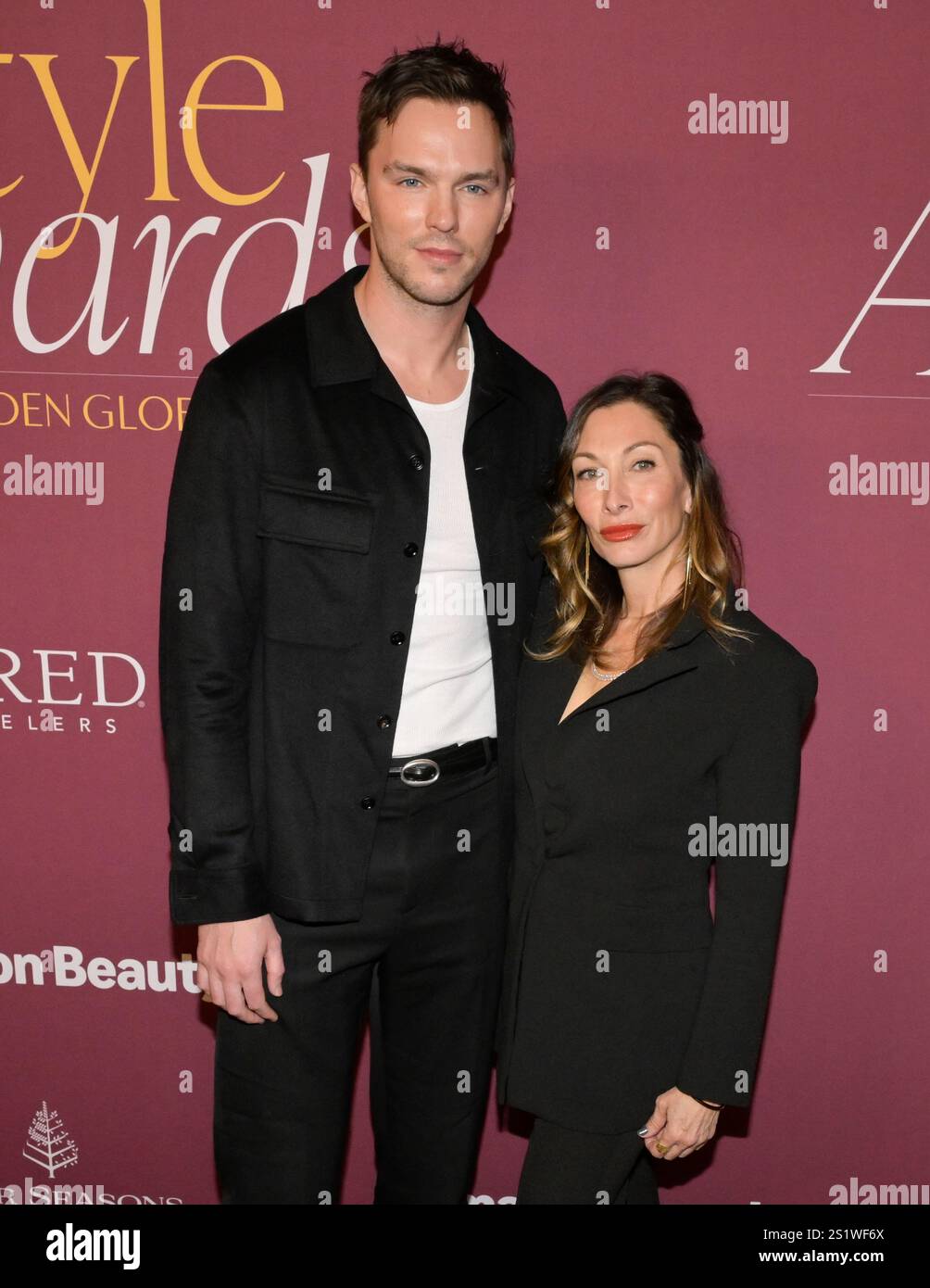 03 January 2025 - Beverly Hills, California - Nicholas Hoult and Jamie Taylor. 2025 WWD Style ...