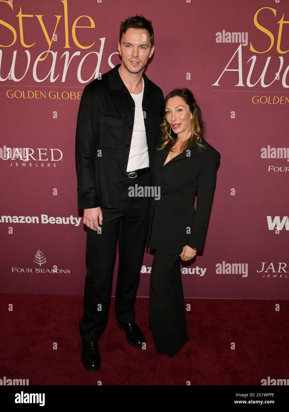 03 January 2025 - Beverly Hills, California - Nicholas Hoult and Jamie Taylor. 2025 WWD Style ...