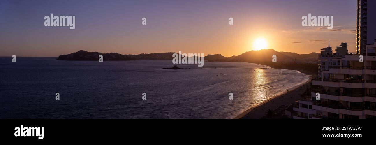 Mexico, Acapulco resort sunset beaches and scenic ocean views near Zona ...