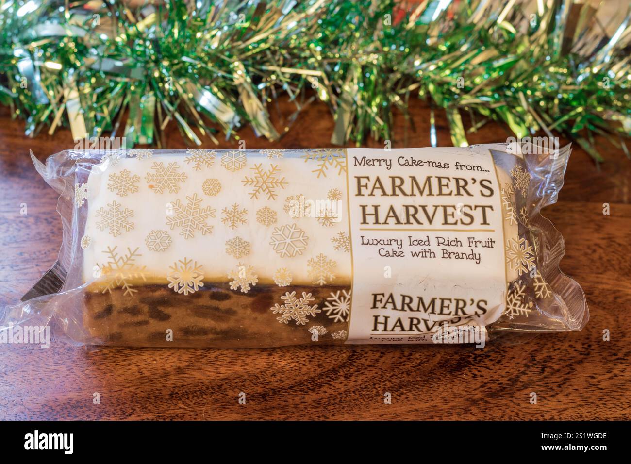 Farmer's Harvest Luxury Iced Rich Fruit Cake with Brandy Stock Photo ...