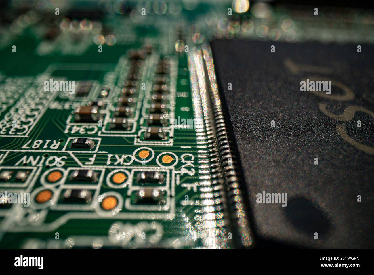 Cpu Close Up Motherboard Closeup Circuit Board With Electrons