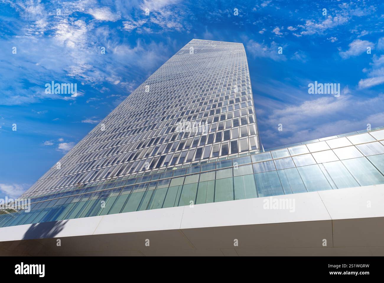 Israel, Tel Aviv financial business district skyline with shopping ...