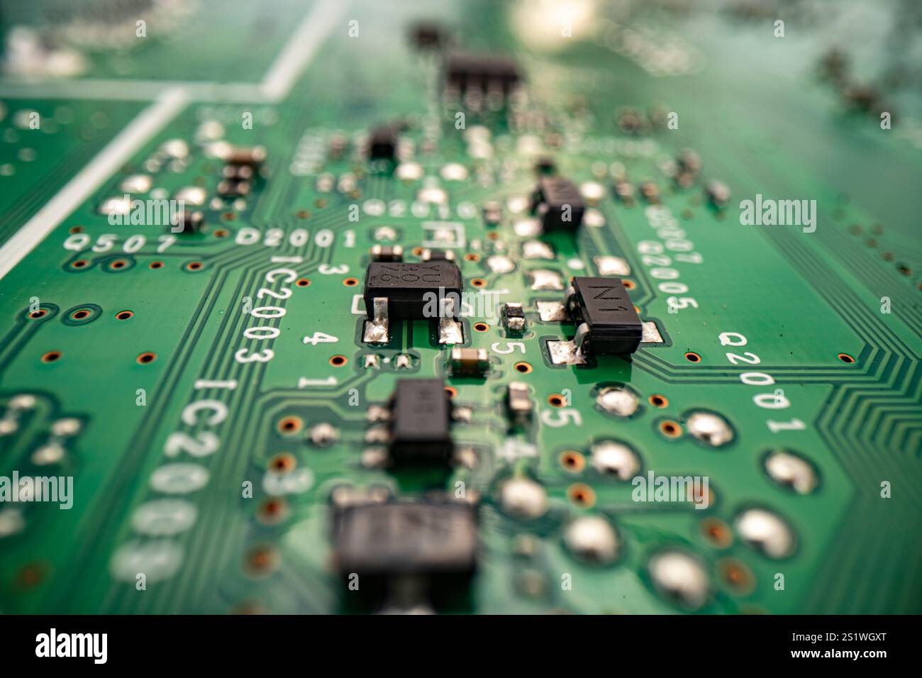 Motherboard. CPU electrons. Circuit board with electrons. Electronic circuit board close up ...