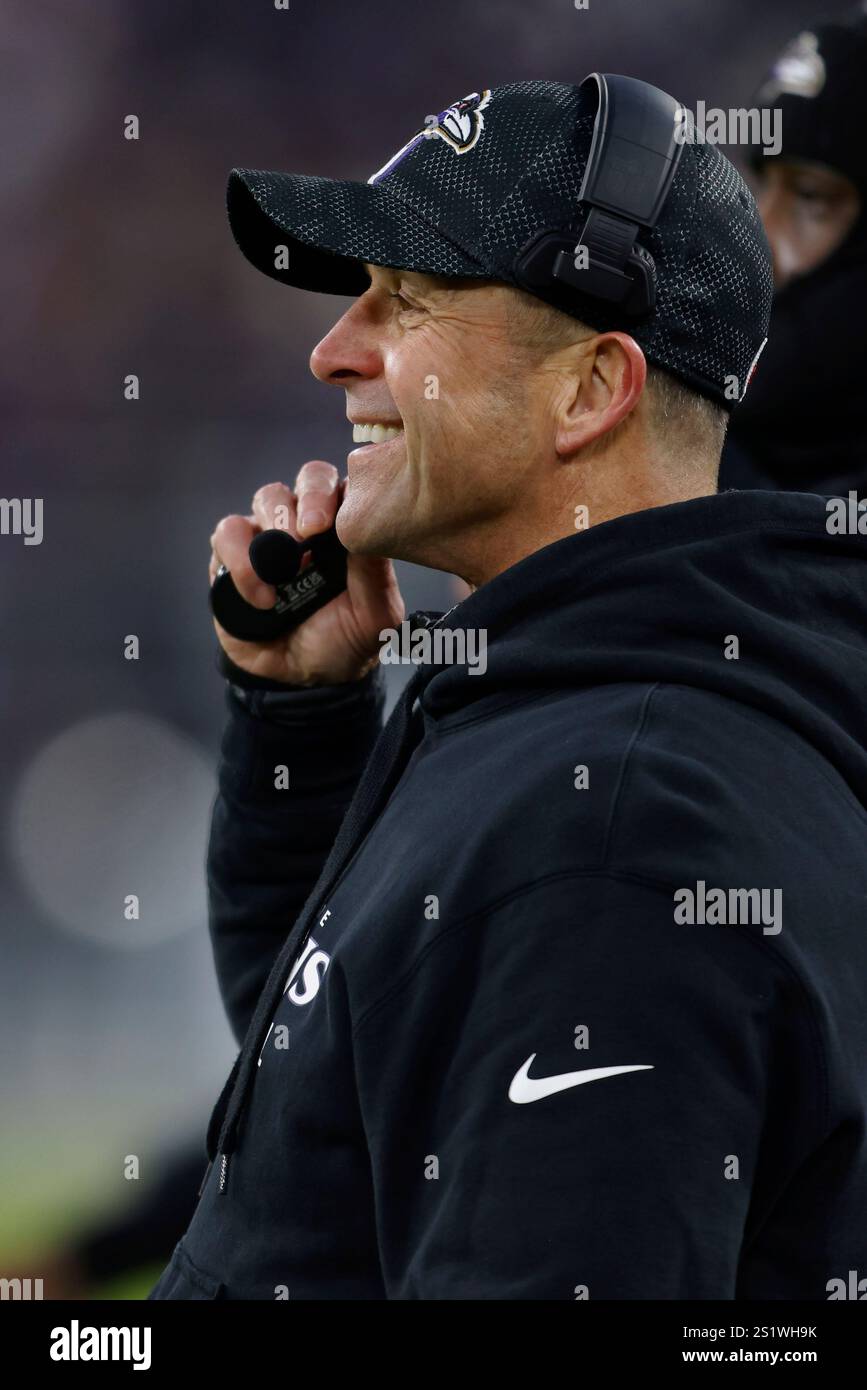 Baltimore, MD, USA. 4th Jan, 2025. Baltimore Ravens head coach John ...