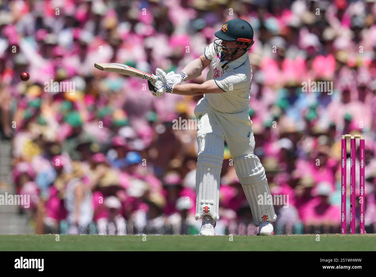 Australia's Travis Head bats during play on the third day of the fifth ...