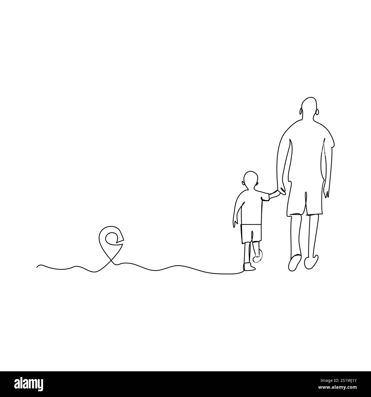 Fathers day line art style vector illustration, father and son line art ...