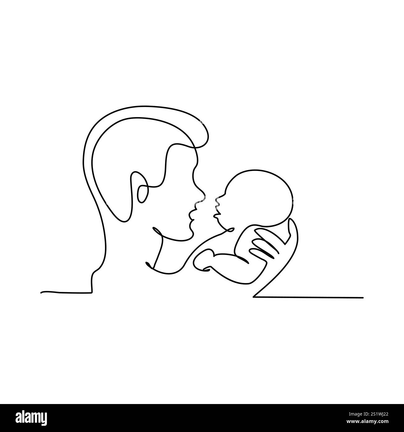 Fathers day line art style vector illustration, father and son line art ...