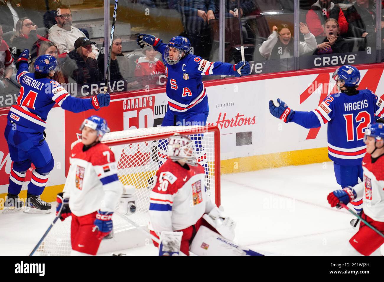Ottawa, Canada. 04th Jan, 2025. USA forward Ryan Leonard (9) celebrates ...