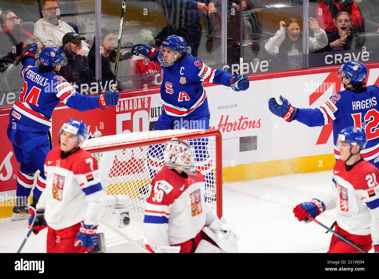 Ottawa, Canada. 04th Jan, 2025. USA forward Ryan Leonard (9) celebrates ...