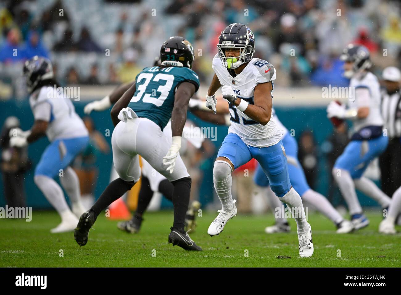 Tennessee Titans wide receiver Tyler Boyd (83) runs during the first ...