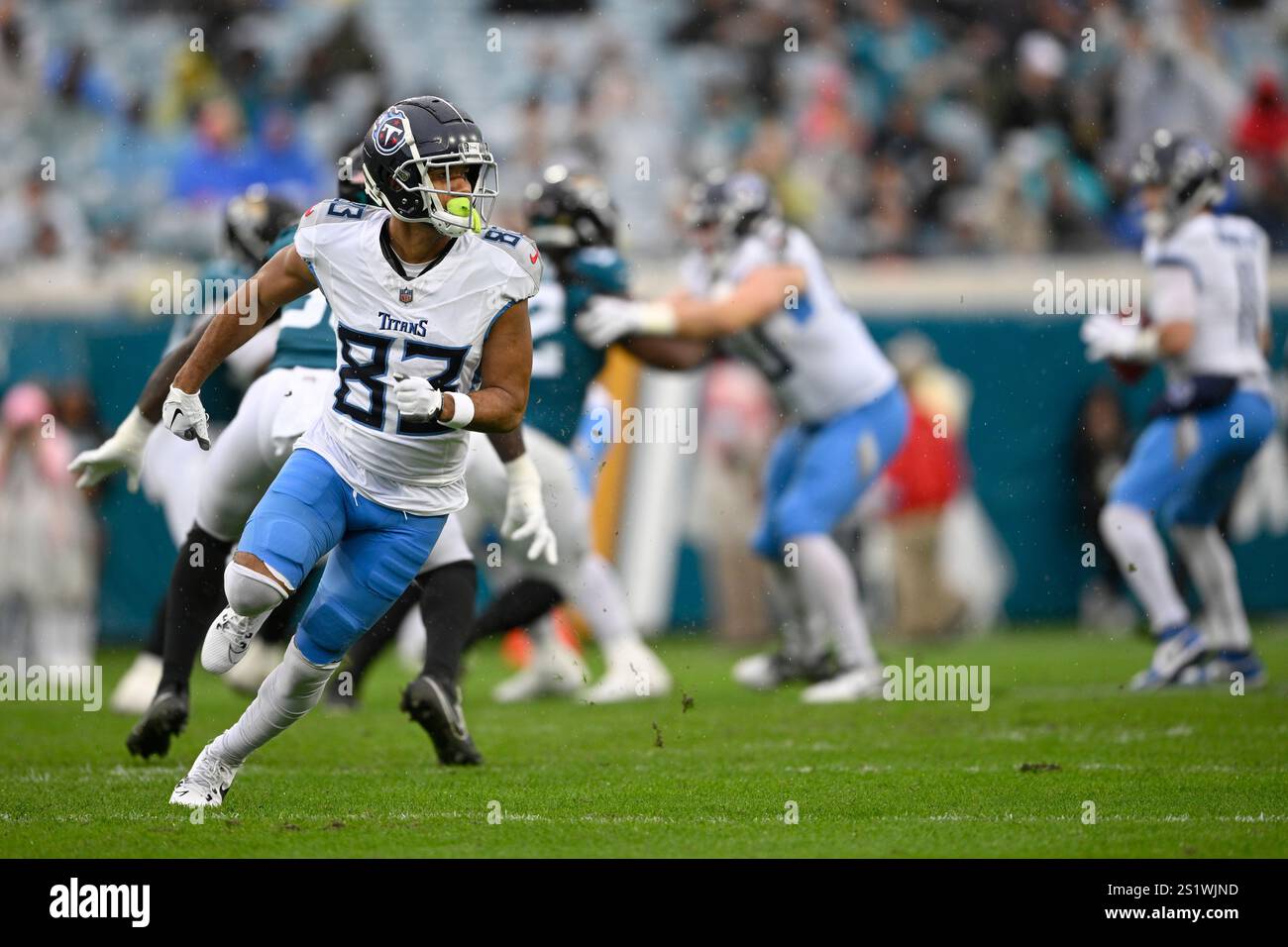 Tennessee Titans wide receiver Tyler Boyd (83) runs during the first ...