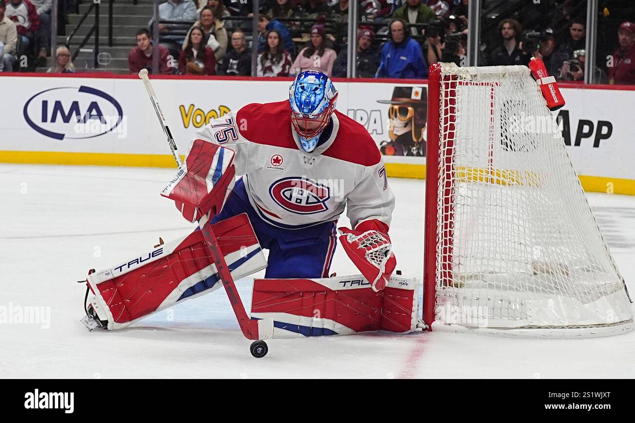 Montreal Canadiens goaltender Jakub Dobes makes a stick save in the ...