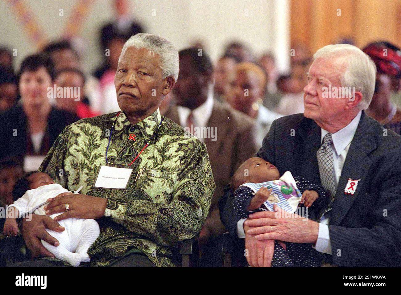 FILE - Former South African President Nelson Mandela, left, and former ...