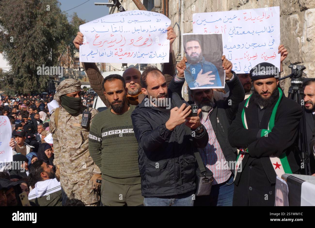 Damascus Sham, Syria. 03rd Jan, 2025. Dozens of people protest at ...