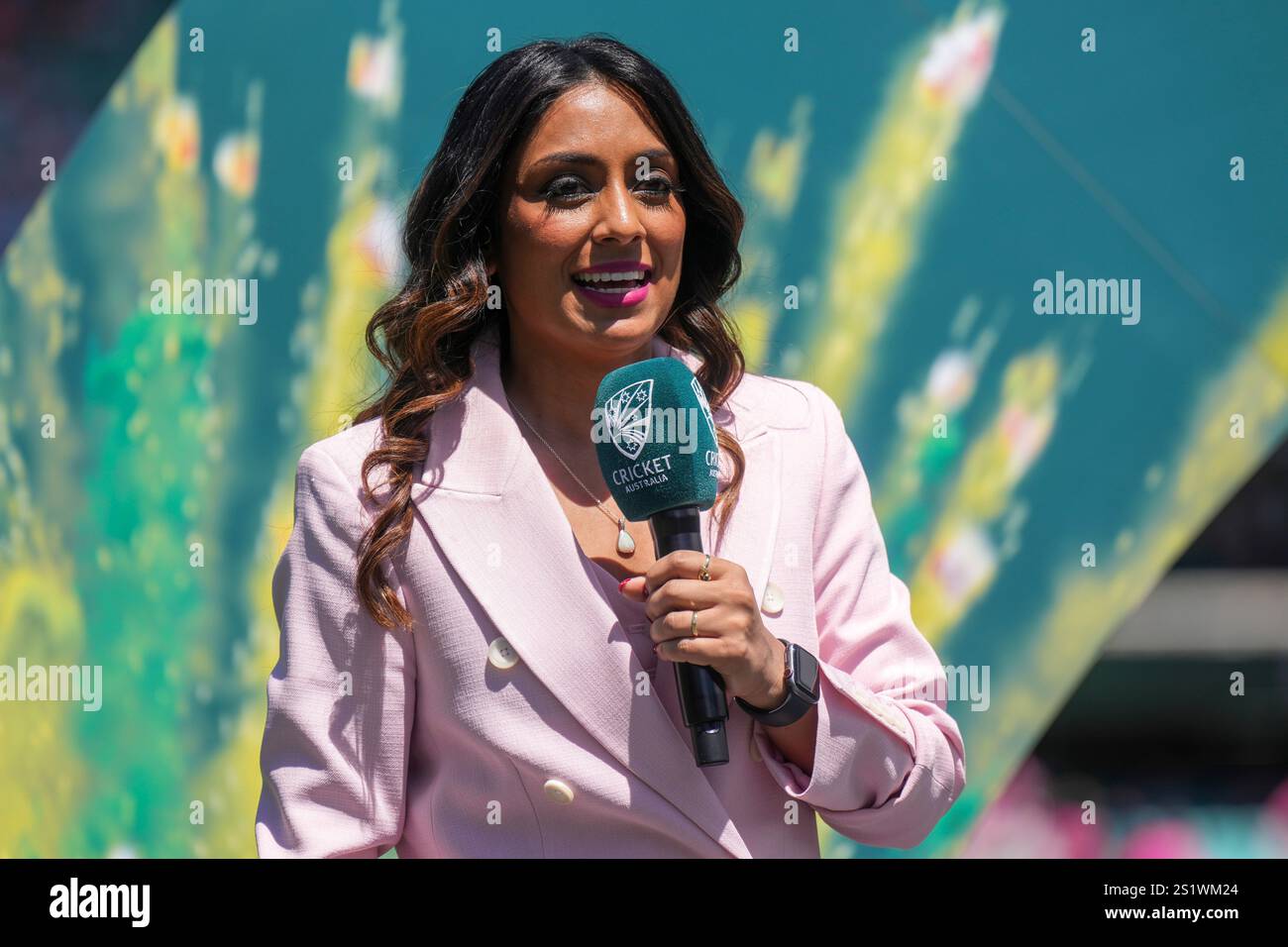 Television presenter Isa Guha following play of the fifth cricket test ...