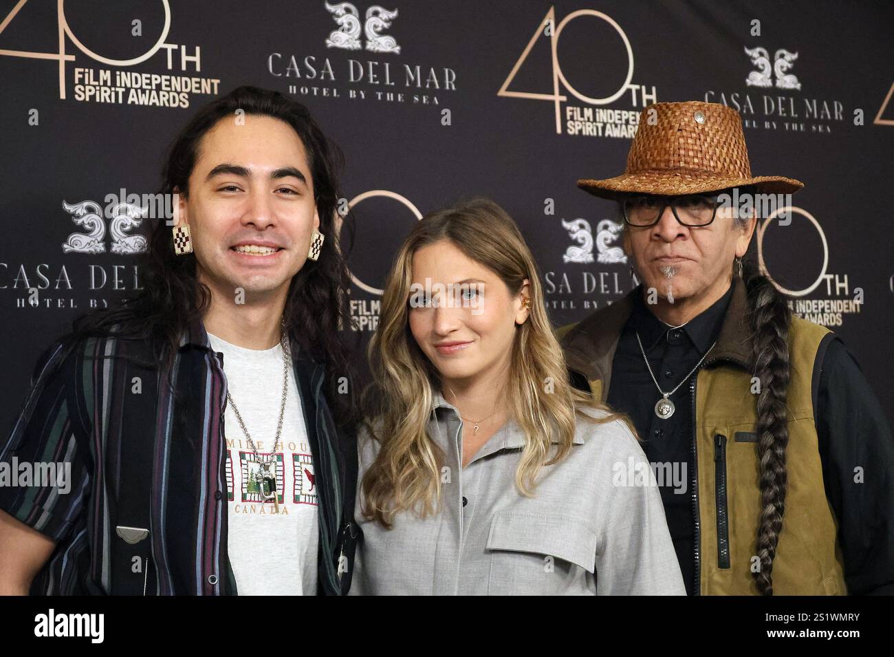 Santa Monica, USA. 04th Jan, 2025. Julian Brave NoiseCat, Emilie Kassie ...