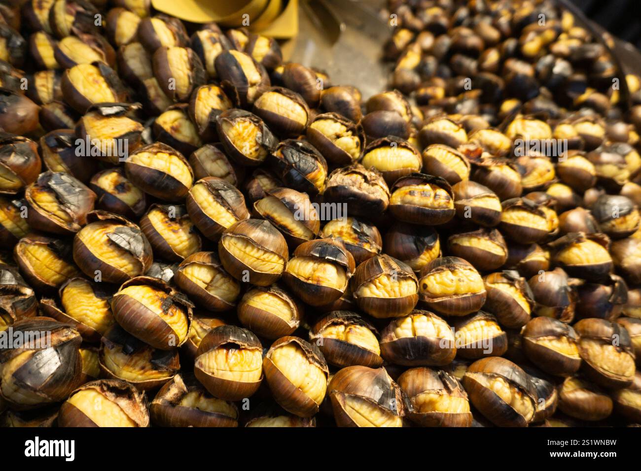 Rome, Italy. Roasted chestnuts from a street food seller in Piazza ...