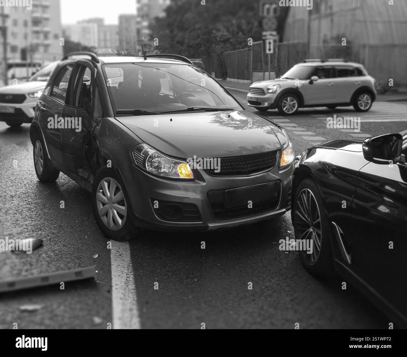 Accident car crash grey hi-res stock photography and images - Alamy