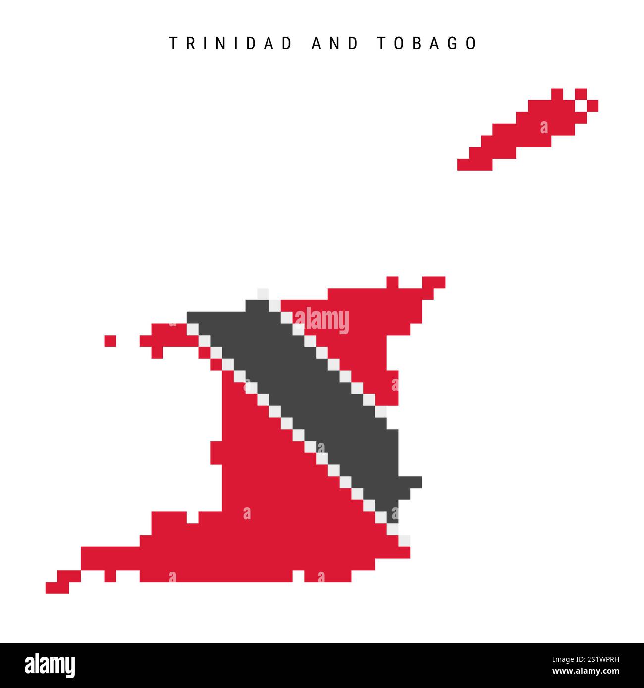 Trinidad and Tobago pixel flag map icon. Flat vector illustration isolated on white Stock Vector ...