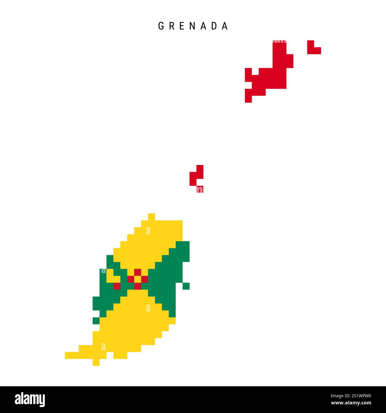 Grenada pixel flag map icon. Flat vector illustration isolated on white Stock Vector Image & Art ...