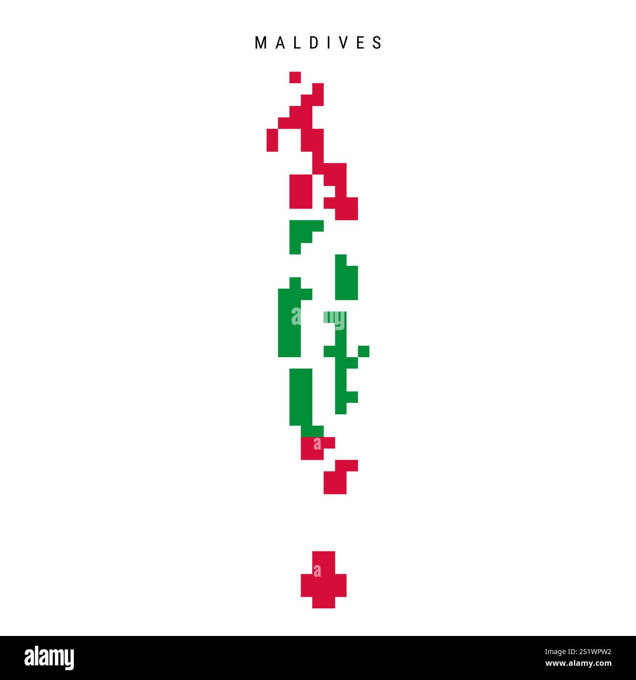 Maldives pixel flag map icon. Flat vector illustration isolated on ...