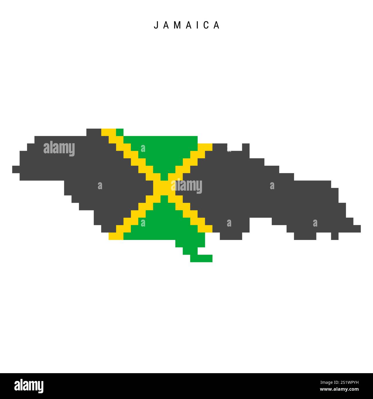 Jamaica pixel flag map icon. Flat vector illustration isolated on white ...