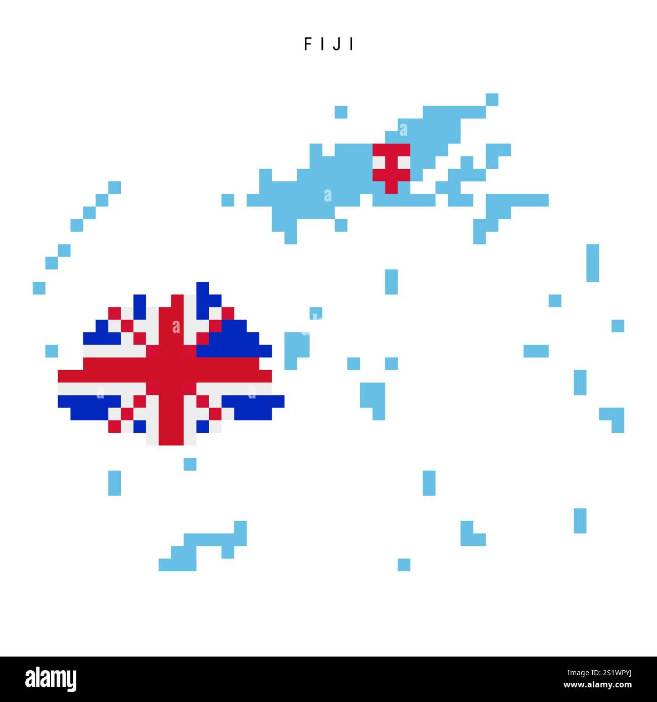 Fiji pixel flag map icon. Flat vector illustration isolated on white Stock Vector Image & Art ...